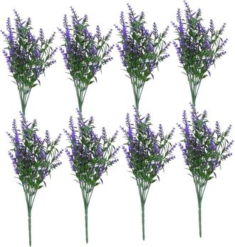 Pretyzoom Künstlicher Lavendel Blumenstrauß 8 Stück Kunststoff Dekoration Langlebig Für Innen Außen Tisch Vase Wohnzimmer