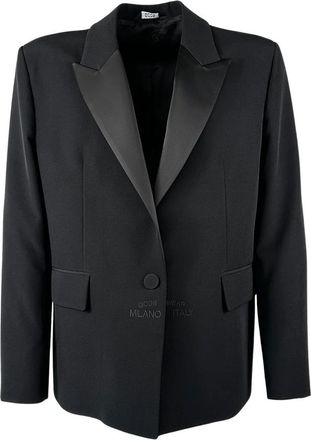 GCDS Gcds, Femme, Vestes, Noir, Taille: 38 FR Blazer &agrave; revers en satin