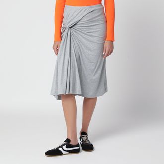 Dries Van Noten Grey m&eacute;lange skirt with draped detail