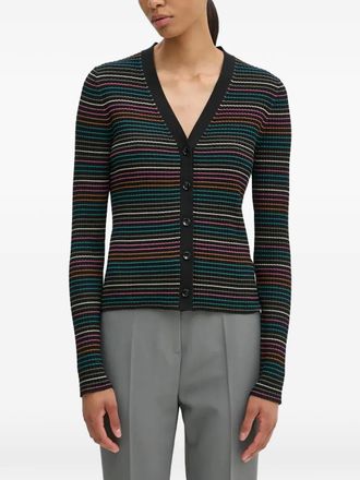 Paul Smith cardigan boutonn&eacute; &agrave; rayures - Noir
