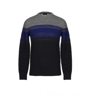 Roberto Collina Grau Blau Color Block Pullover - - Knitwear - Herren - Mehrfarbig - M