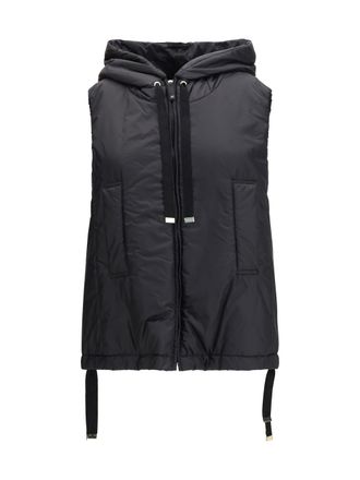 Max Mara Womens Vest Hooded Padded Black Canvas Outer: Polyamide Puffer Jackets