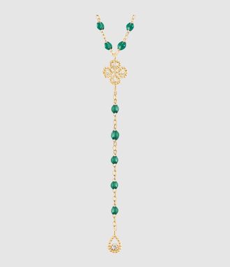 Gigi Clozeau Collier Chapelet Lucky Tr&egrave;fle Diamants R&eacute;sine Or