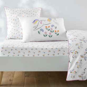 La Redoute Interieurs Drap-housse Enfant En 50% Coton Recycl&eacute; Bonnet 25 Cm Imprim&eacute; Licornes Tamila