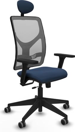 Piqueras y Crespo 24-Stunden-Stuhl, mit 3D-Armen, h&ouml;henverstellbarer Lendenwirbelst&uuml;tze und festem Kopfteil, ausgestattet mit Syncro/Traslack und Schneideschaum, Grau/M