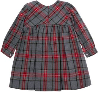 Nan&aacute;n Tartan-Pleated Cotton Dress - Red