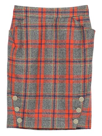 Vivienne Westwood 2016-2017 karierter Rock mit Kn&ouml;pfen - Grau