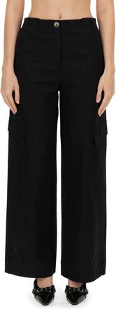 Ganni Herringbone Trousers - Black