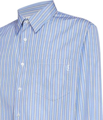Saint Laurent Striped Cotton Poplin Shirt - Blue