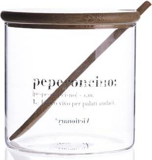 Villa D'Este Home Tivoli Victionary Chilischotenglas, 550 ml, Deckel und L&ouml;ffel aus Bambus, transparent