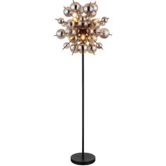 Globo Lighting Stehleuchte Standlampe Wohnzimmerleuchte Beistelllampe Stehlampe Schlafzimmerleuchte mit 48 Glaskugeln rauchfarben, 6x E14, DxH 55 x 155cm