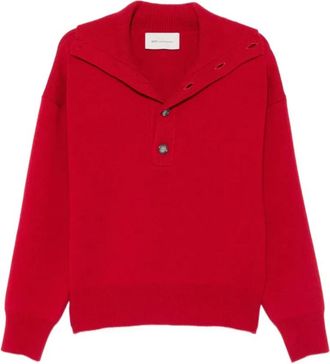 Ami Pullover mit Knopfleiste und hohem Kragen - - Knitwear - Herren - Rot - M