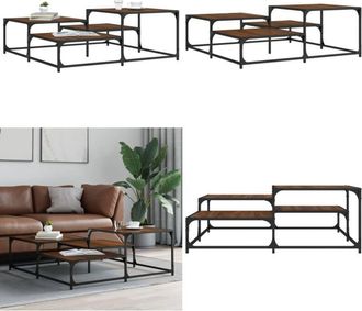 vidaXL Vidaxl - Couchtisch Braun Eichen-Optik 107x107x40 cm Holzwerkstoff - Couchtisch - Wohnzimmerstil - Eiche Optik - Holzwerkstoff - Metallgestell - Home