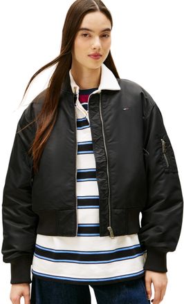 Tommy Jeans Damen TJW ESSENTIAL BOMBER JACKET DW0DW22046 Bomberjacke, Schwarz (Schwarz), M, Schwarz (Schwarz), M