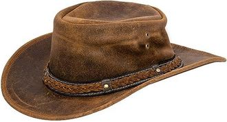 Infinity Leather Chapeau Cowboy Aussie en Cuir Véritable Outback Bush Tan Australien