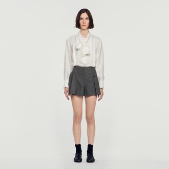 Sandro Short en laine motif pied-de-poule
