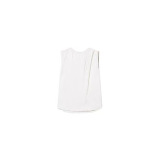 Twinset Top aus gl&auml;nzendem Satin mit Falten - - Tops - Damen - Wei&szlig; - L
