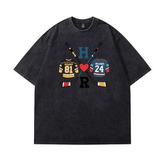 Generic T-shirt HeatRivalry Hollander Rozanov en coton d&eacute;lav&eacute; unisexe &agrave; manches courtes d&eacute;contract&eacute; col rond, Noir, XL