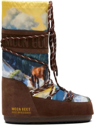 Moon Boot Femme, Chaussures, Brun, Taille: 35 EU Icon High Postcard Boot
