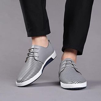 Generic Chaussures Cuir Homme Travail, Derby Mens Shoes, Style d&eacute;t&eacute; Respirable et Confortable Dentelle daffaires Up Leisure Hollow Solid Shoes (Grey 48)