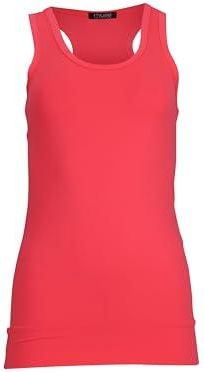 Easy Young Fashion D&eacute;bardeur basique pour femme - Haut de fitness - Dos nageur - T-shirt de sport - T-shirt coupe skinny 8002 (taille unique XS - M), rose fluo, 36-40