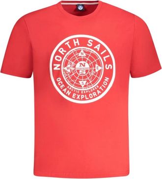 North Sails Rotes Baumwoll Herren T-Shirt - - Tops - Herren - Rot - L