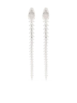 Shaun Leane boucles doreilles pendantes Serpent Trace serties de diamants - Argent