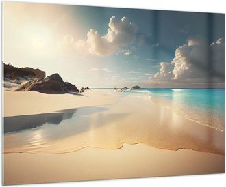 Arttor Bilder auf Glas 100x70cm Glasbild Wilder Strand Ozean Rand Gro&szlig; Wanddeko Bild im Glas Schlafzimmer K&uuml;che Deko Wandbilder Dekoration Wohnzimmer Modern 