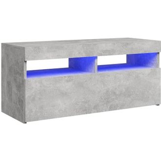 vidaXL Vidaxl - Armoire t&eacute;l&eacute;vis&eacute;e &eacute;l&eacute;gante avec lumi&egrave;res led et tiroir 90x35x40 cm diff&eacute;rentes couleurs Couleur : Ciment