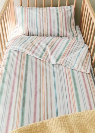 Mango Housse de couette berceau coton rayures vert - Home - 100x120cm - MANGO HOME