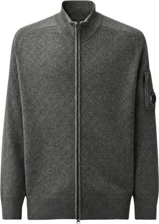 C.P. Company C.p. Company - Re-Wool Zip Lens Cardigan - Homme - Pulls - Gris - Taille: XL
