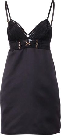 Elisabetta Franchi Femme, Robes, Noir, Taille: 40 FR Mini-robe en satin duchesse