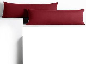 Decoking 2 Kissenbezüge 40x145 cm Jersey 100% gekämmte Baumwolle Reißverschluss Bordeaux Amber