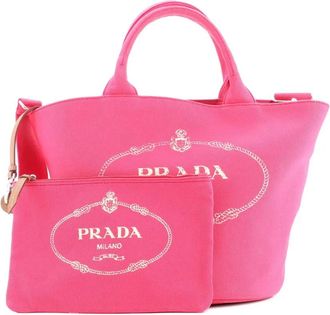 Prada Canapa Convertible Shopping Tote Canvas Medium bucket bag - Rosa