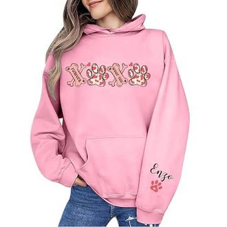 Generic Sweatshirt imprim&eacute; chien Saint-Valentin 2026 amoureux maman papa, rose, XXL