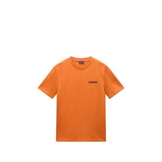 Napapijri bedrucktes T-Shirt aus Baumwolle mit Rundhalsausschnitt in Orange