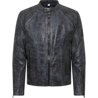 Carlo Colucci Homme, Vestes, Bleu, Taille: M Veste en cuir avec optique croco