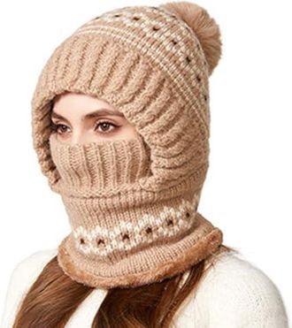 Generic Bonnet dhiver pour femme - Chapeau tendance coupe-vent et bonnet tricot&eacute; chaud, couvre-oreilles pour temps froid | Pour sports de neige, conduite, ski