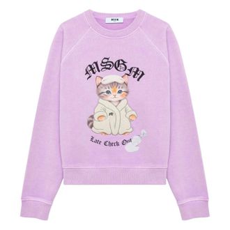 Msgm Hotel Cat Sweatshirt - - Sweatshirts & Hoodies - Damen - Lila - M