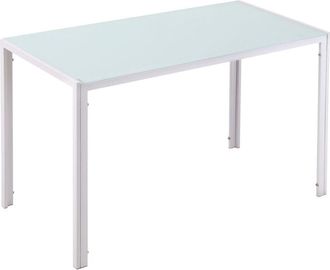 HOMCOM Table à manger - HOMCOM - pour 4 personnes - plateau en verre trempé et pieds en métal - 120x60x75cm - blanc