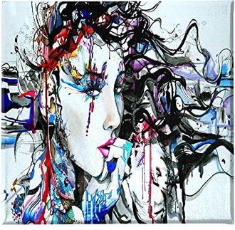 Homemania HM20KNV60x60-209 Damen-Wandbild, Hochformat, für Wohnzimmer, Schlafzimmer, Mehrfarbig, Polyester, Holz, 60 x 3 x 60 cm