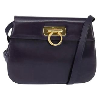 Ferragamo Sac Bandouli&egrave;re en Cuir Pre-owned - Femme - Pre-owned - Bleu - Taille: ONE Size