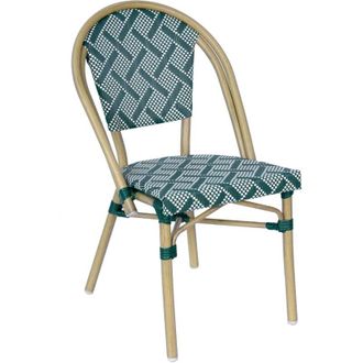 Oviala Oviala - Chaise de terrasse style bistrot parisien en aluminium vert fonc&eacute;