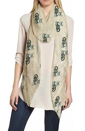 Lina & Lily &Eacute;charpe Foulard Femme &agrave; Motif Chat (Beige)