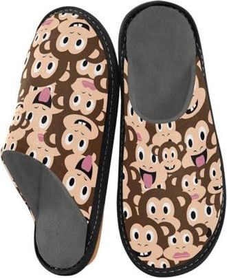 HMZXZ Pantoufles mignonnes en forme de têtes de singe pour homme et femme - Chaussons dintérieur pour chambre à coucher, voyage, multicolore, 44/46 EU