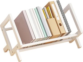 Generico Bibliothek aus geneigtem Holz, Buch mit Buch, Organisation, die den Vorrat verschiebt, kleine Mangold-Zeitschriften, kompakte Mehrzweckaufbewahrung