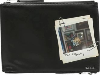 Paul Smith Pochette de voyage en cuir &agrave; imprim&eacute; photographique - Homme - Sacs - Noir - Taille: ONE Size