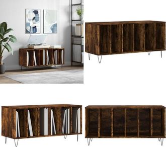 vidaXL Plattenschrank R&auml;uchereiche 100x38x48 cm Holzwerkstoff - Plattenspeicher - Schallplattenregal - Vinyl Regal - Vintage M&ouml;bel - Industrielles Design