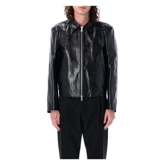 Our Legacy Italienische Leder-Zip-Jacke - - Jackets - Herren - Schwarzk - XL
