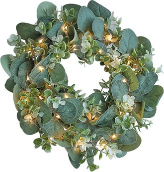 Valiclud K&uuml;nstlicher Eukalyptuskranz mit LED Lichterkette Dekorativer Lichterkranz f&uuml;r Hochzeits und Festdekoration H&auml;ngende Girlande In Nat&uuml;rlicher Optik f&uuml;r 